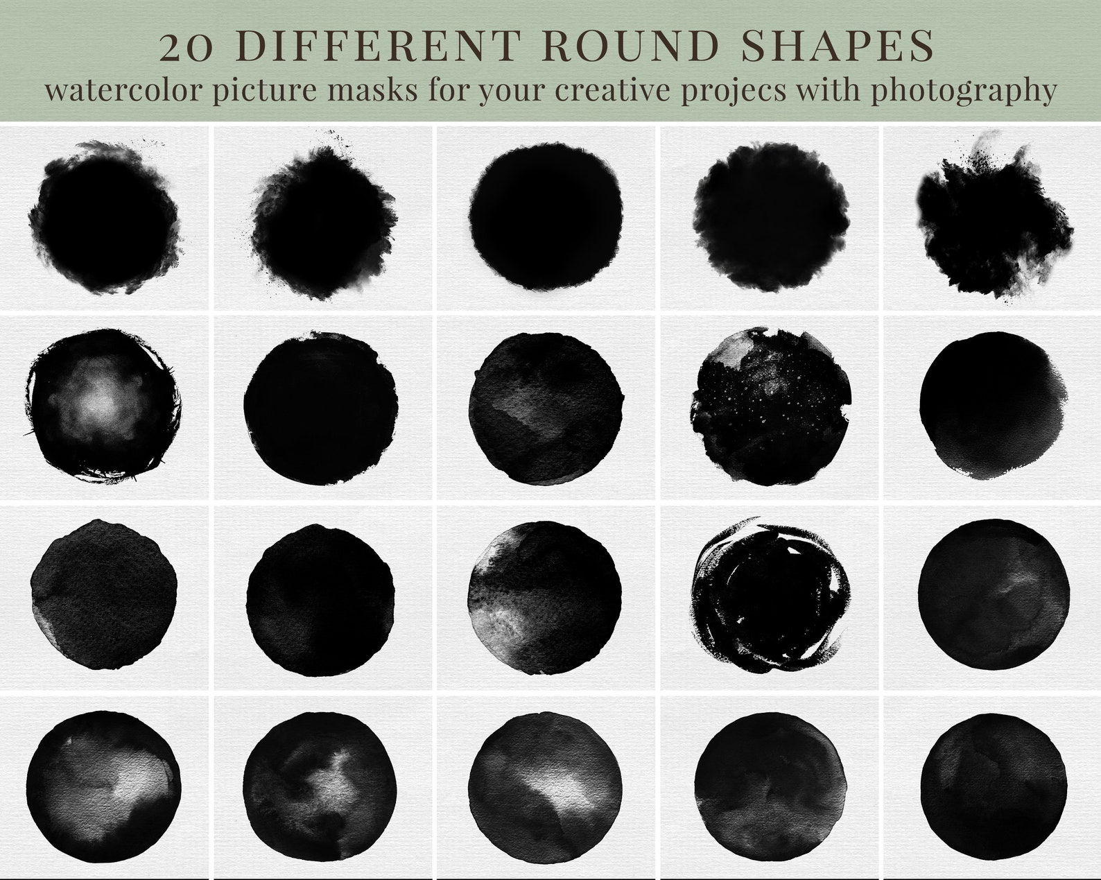 Creative watercolor rounds photo masks for Photoshop great | Etsy