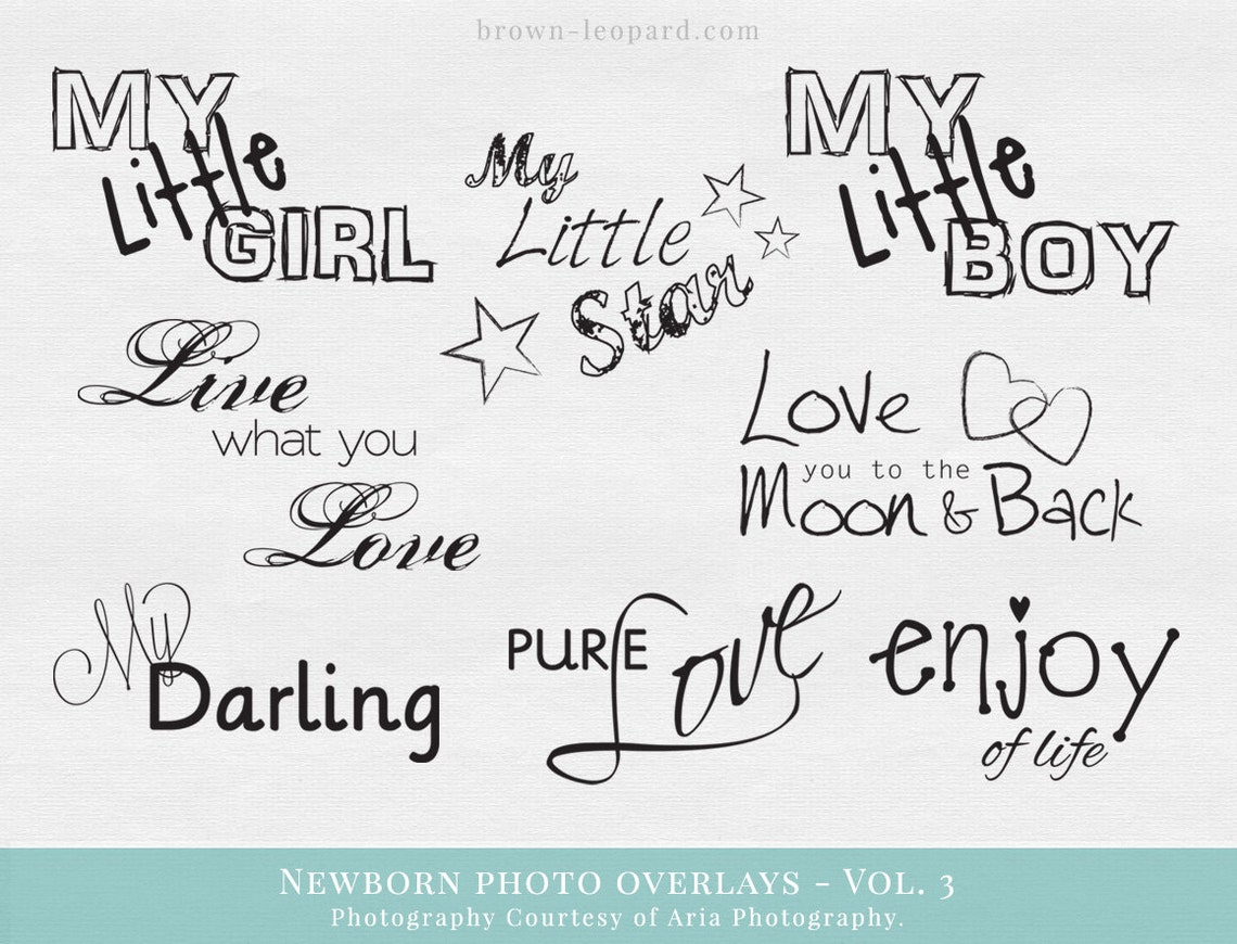 Newborn Photo Overlays Vol.3 Newborn Word Art Photography - Etsy