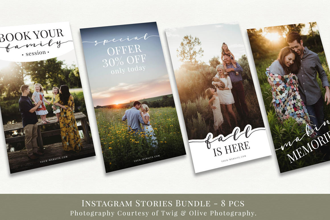 Instagram Stories Bundle - 8 Pieces - Editable, Customizable Photoshop ...