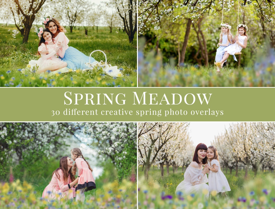 30 Different Spring Photo Overlays for Photoshop, Floral Meadow ...