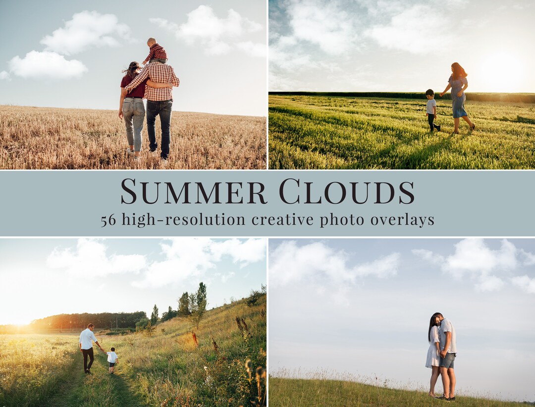 56 Different Summer Clouds Photo Overlays for Photoshop, Digital ...