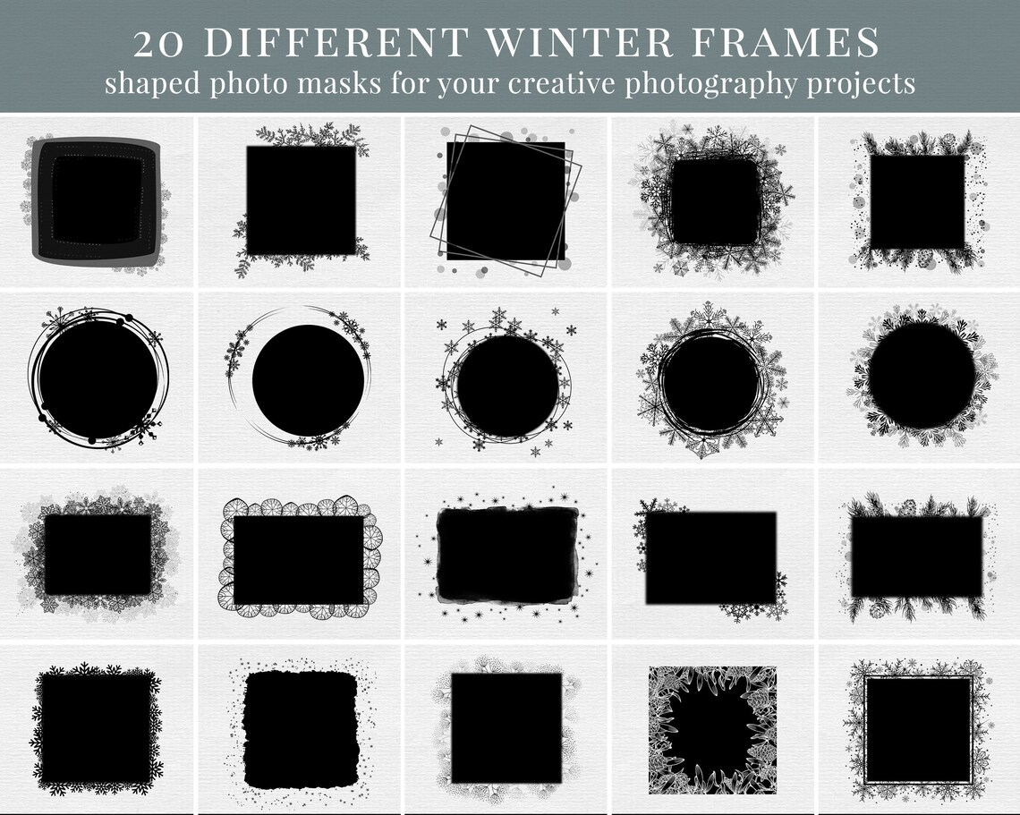 Creative Winter Frames Photo Masks for Photoshop, Great for Holiday ...