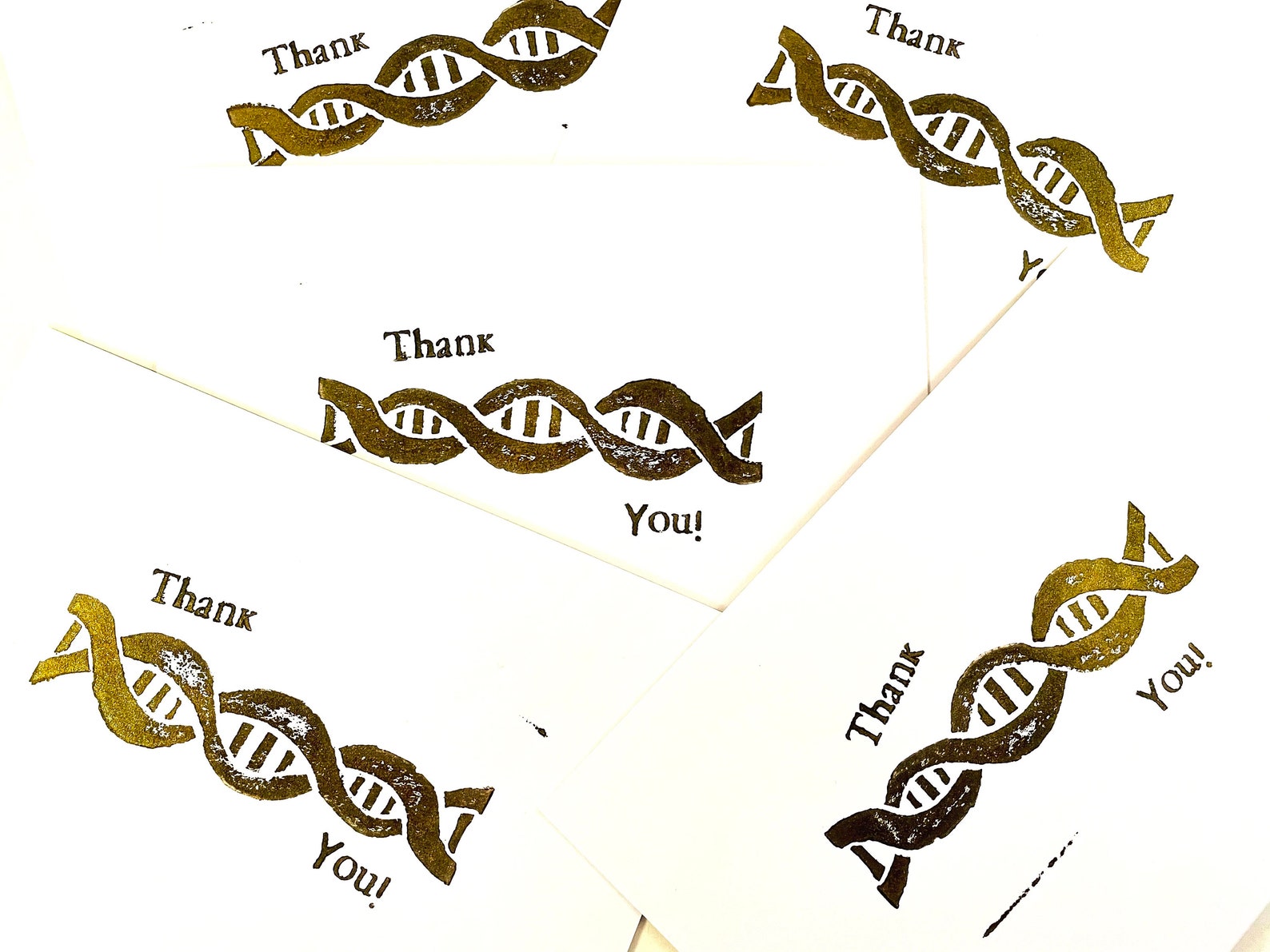 DNA Handmade Block-printed Thank You Card // Set of 5 // | Etsy