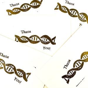 DNA Handmade Block-printed Thank You Card // Set of 5 // Notecard or ...