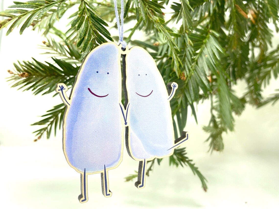 Cute Lungs Friends Wooden Ornament // Cute Anatomy Gift for a Doctor ...