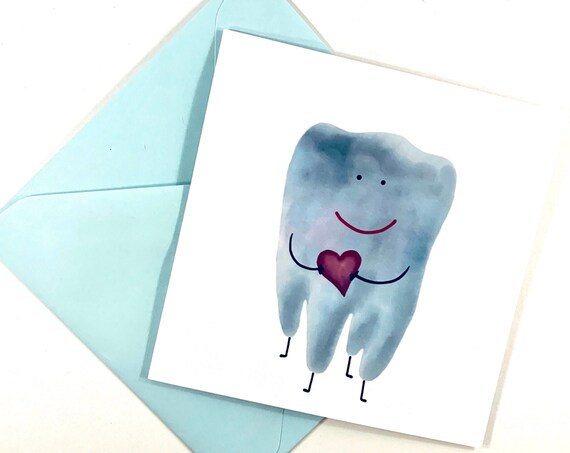 Cute Tooth Greeting Card for a Dentist | Etsy