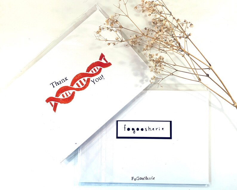 DNA Handmade Block-printed Thank You Card // Set of 5 // | Etsy