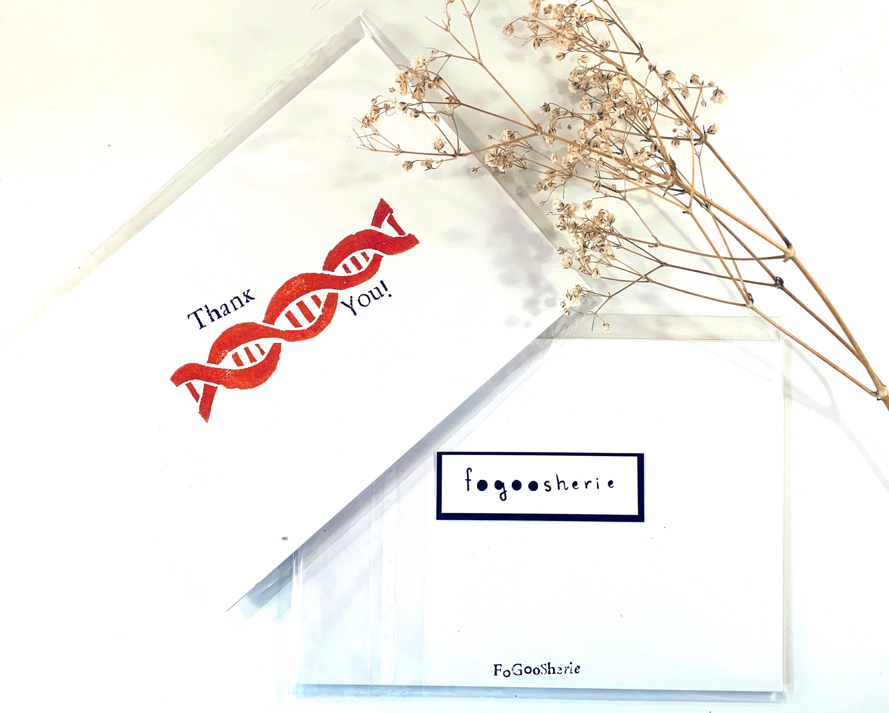 DNA Handmade Block-printed Thank You Card // Set of 5 // Notecard or ...