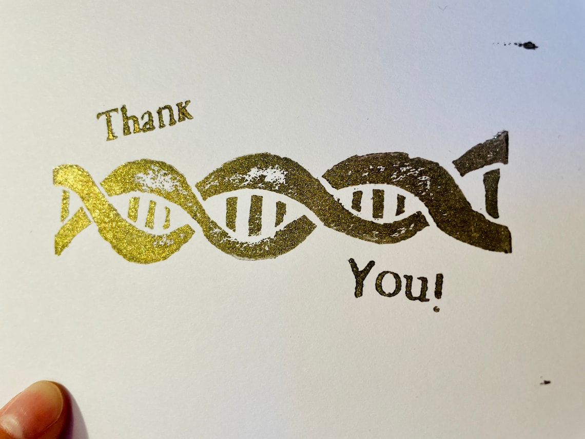 DNA Handmade Block-printed Thank You Card // Set of 5 // | Etsy