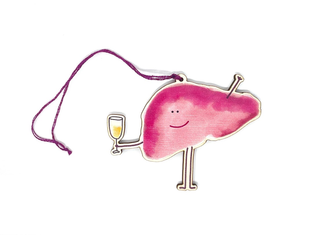 Liver With a Drink Wooden Ornament // Cute Anatomy Gift - Etsy