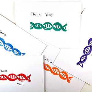 DNA Handmade Block-printed Thank You Card // Set of 5 // Notecard or ...