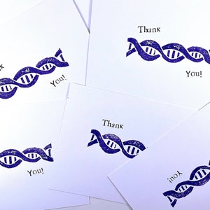DNA Handmade Block-printed Thank You Card // Set of 5 // Notecard or ...