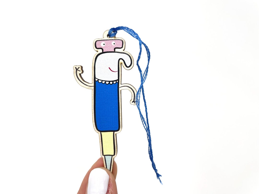 Cute Pipette Wooden Ornament // Micropipette Gift for a Scientist ...