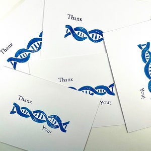 DNA Handmade Block-printed Thank You Card // Set of 5 // Notecard or ...