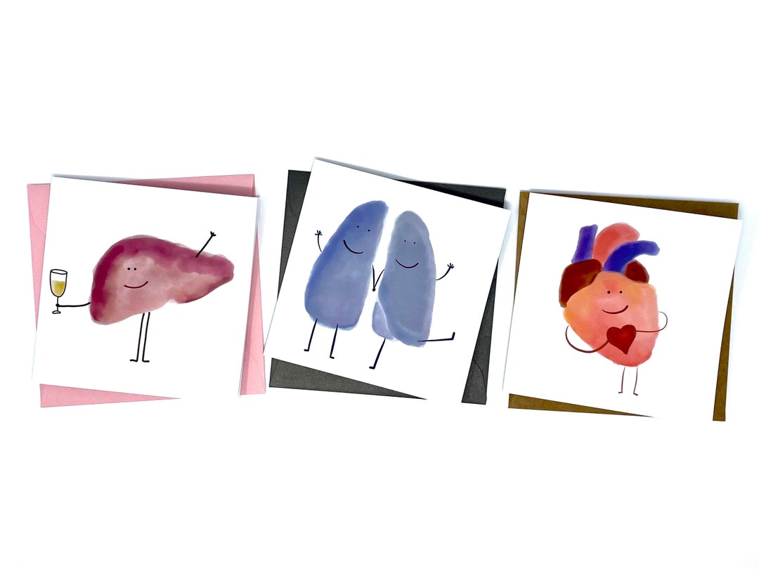 Heart, Lungs, or Liver Greeting Card // Cute Anatomy Card for a Doctor ...