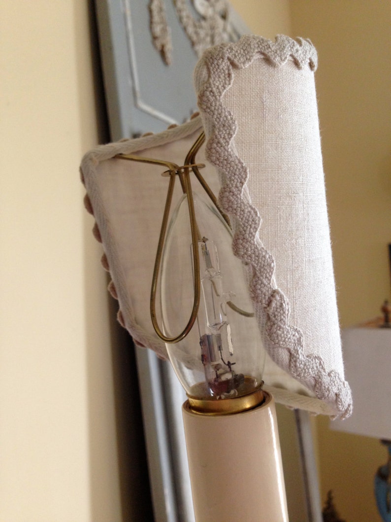 Pair of 1/2 Lamp Shades Made From Vintage Linen and Rick Rack - Etsy