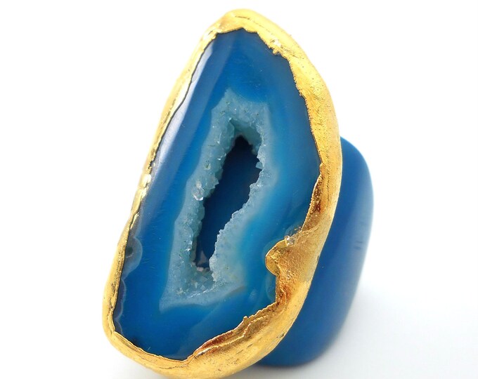 Druzy Geode Ring, 18k Gold Dipped - Etsy