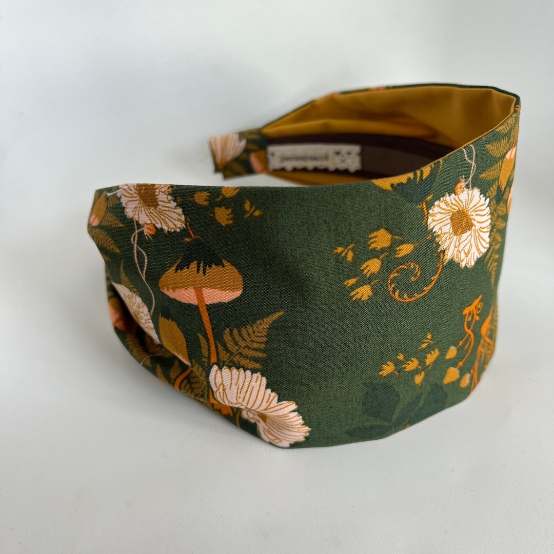 Headbands for Women 3.25 Inch Fern & Fungus Acorn Wild Forgotten Green ...