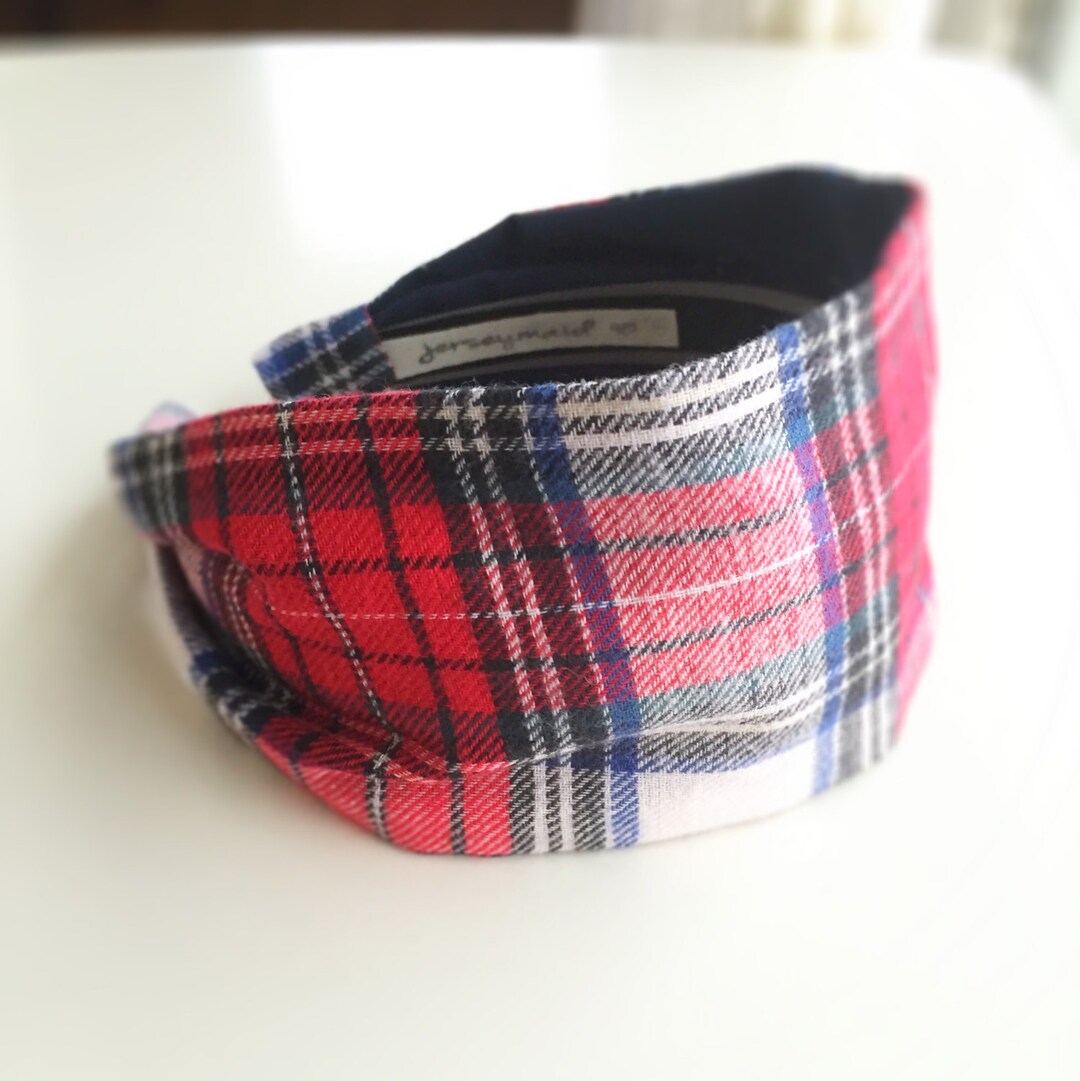 Classic Plaid Hairband Tartan Plaid Head Band Red Plaid Headband Extra Wide Hair Band No Slip ...