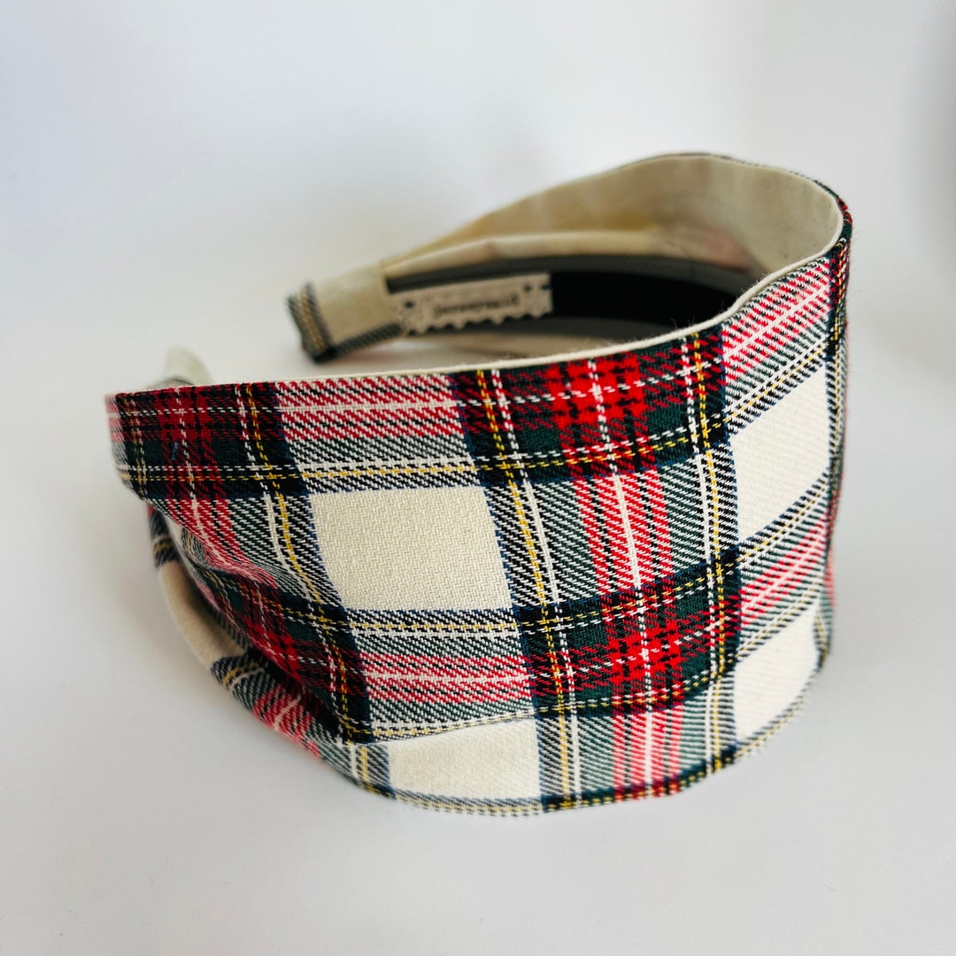 Headband for Women Tartan Plaid Head Band Red Blue Green Yellow Ivory Wide Hair Band No Slip ...