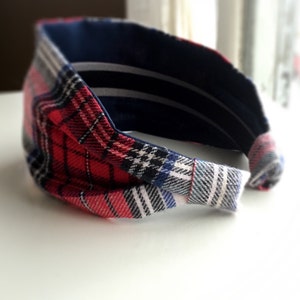Classic Plaid Hairband Tartan Plaid Head Band Red Plaid Headband Extra Wide Hair Band No Slip ...