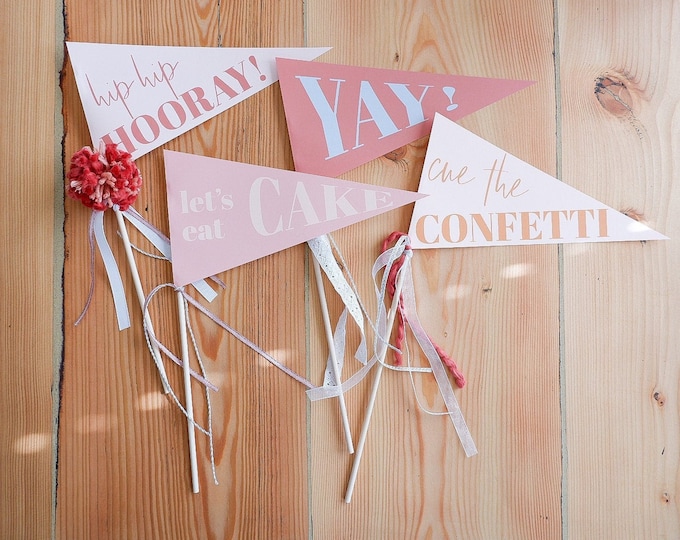Printable Birthday Pennant Flags, Set of 4, DIY Flags, Printable Flags ...