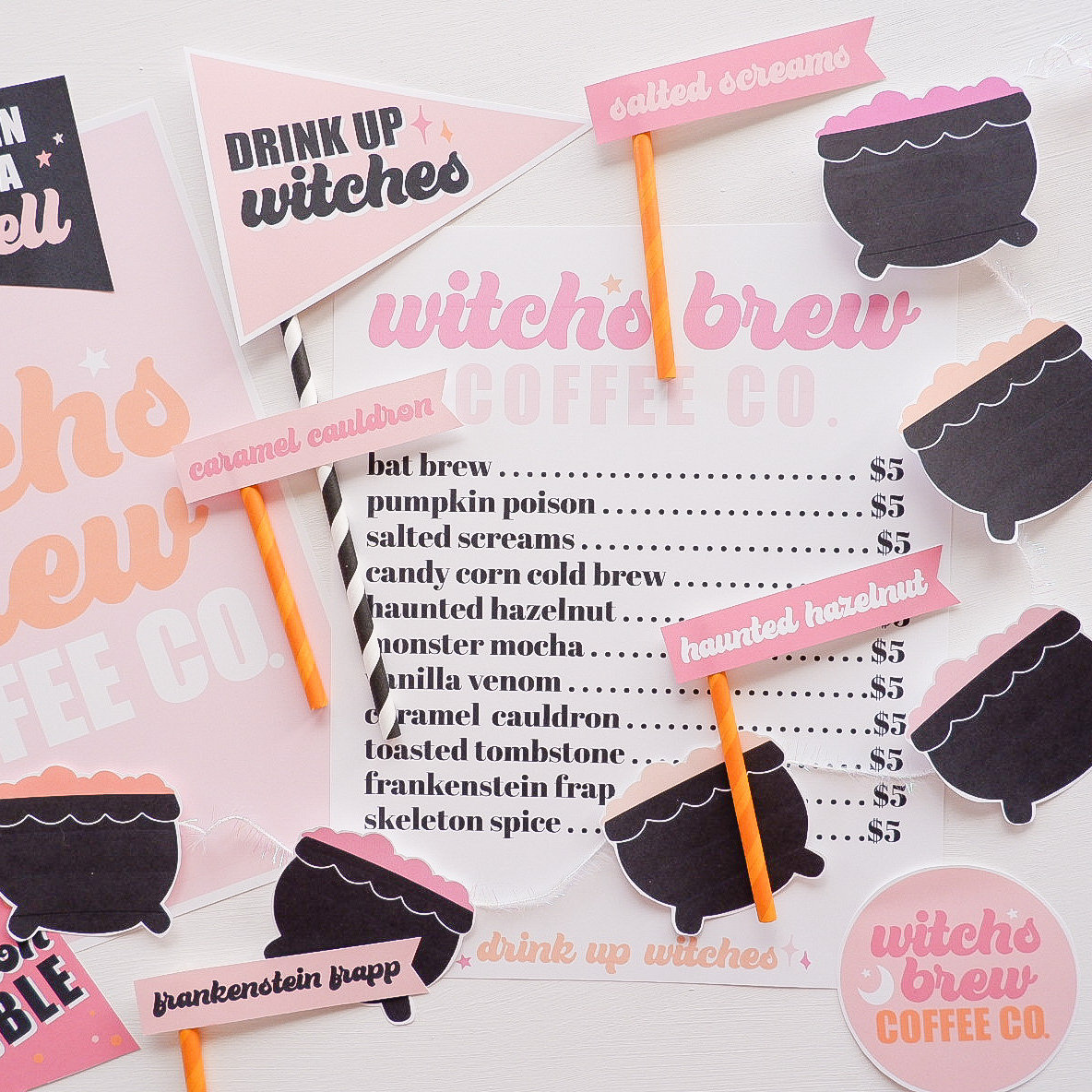 Witch's Brew Coffee Co. Printable Set, Spooky Cute, Play Kitchen Cafe ...