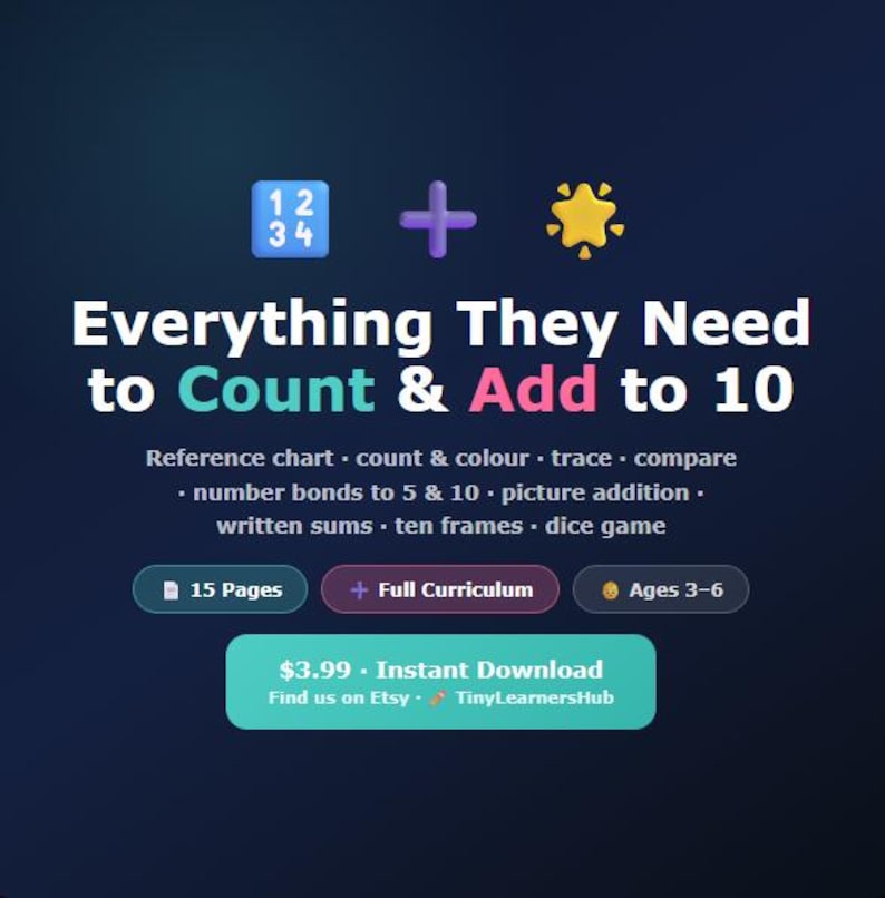 Preschool Math Worksheets | Counting, Addition to 10, Number Bonds ...