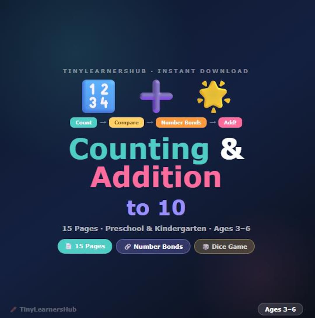 Preschool Math Worksheets | Counting, Addition to 10, Number Bonds ...