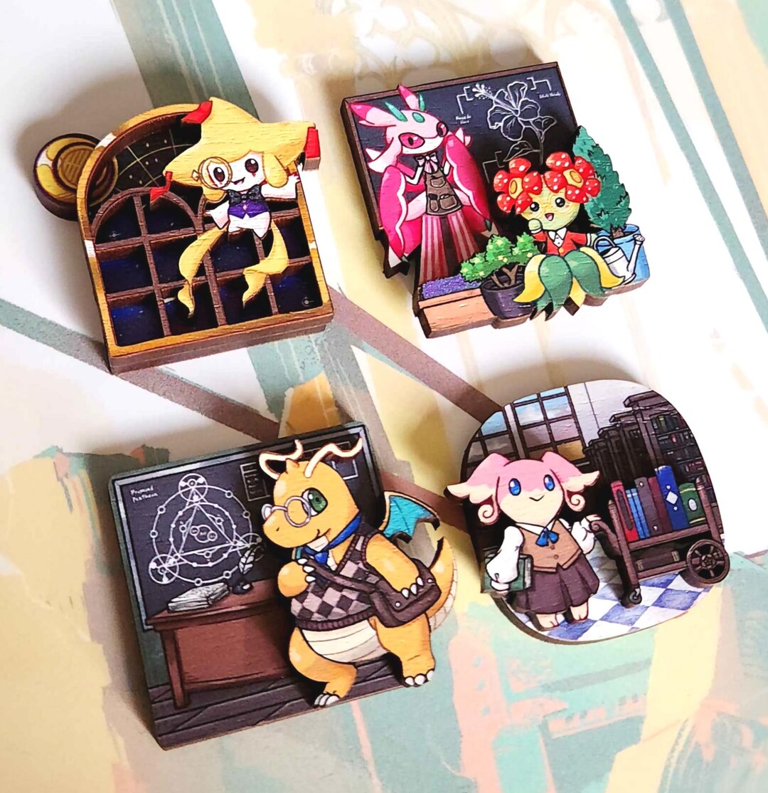 Pokemon Academia 1.5" Multidimensional Wood Pins - Etsy