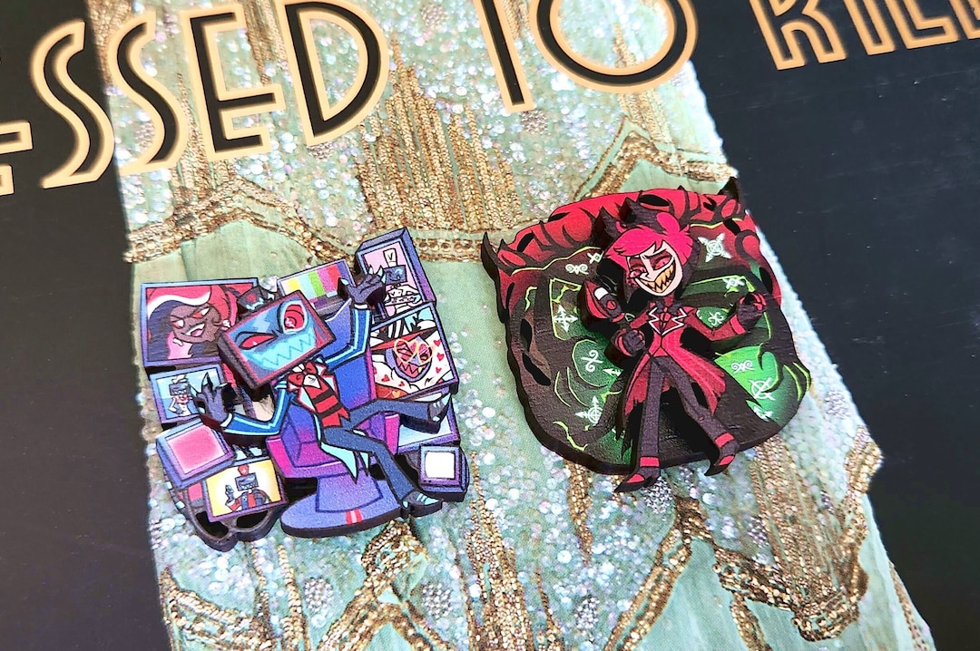 Hazbin Hotel Vox and Alastor 1.5" Multidimensional Wood Pins - Etsy