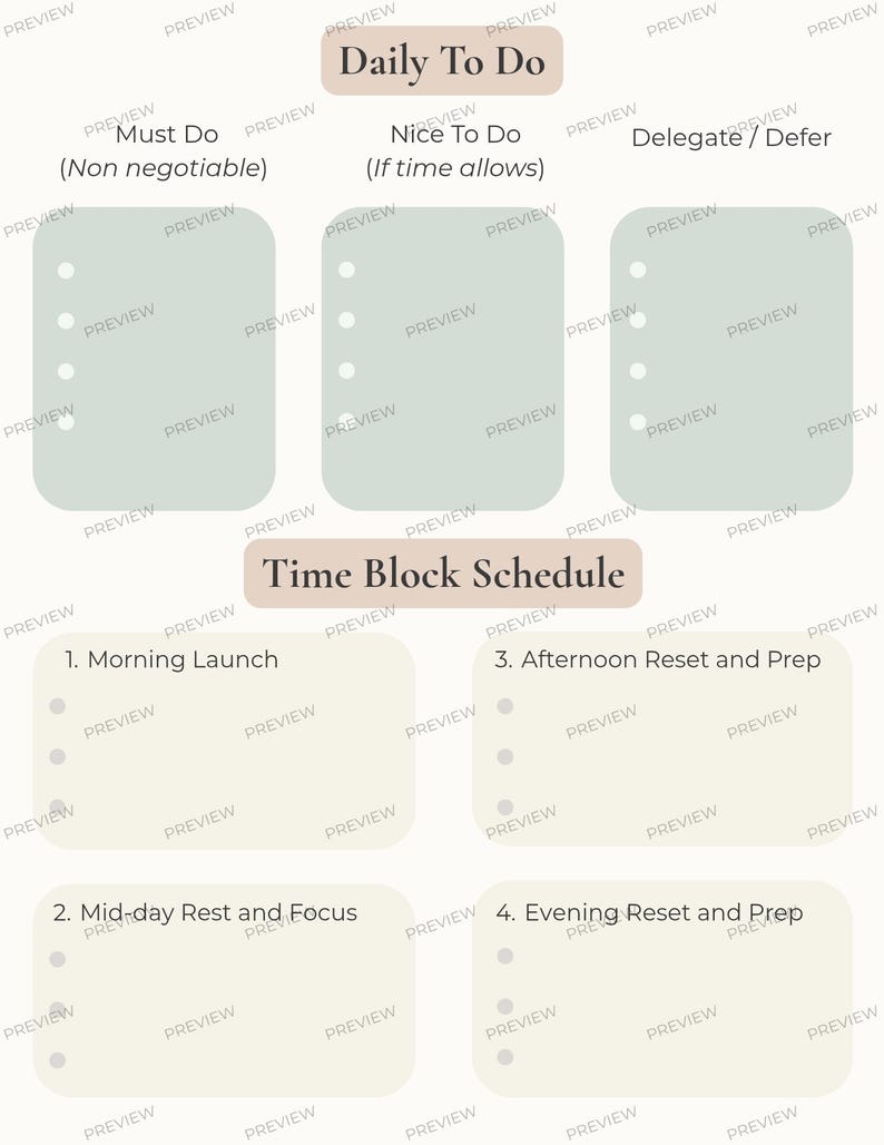 Mom Daily Schedule Template, Routine Planner (printable PDF) - Etsy