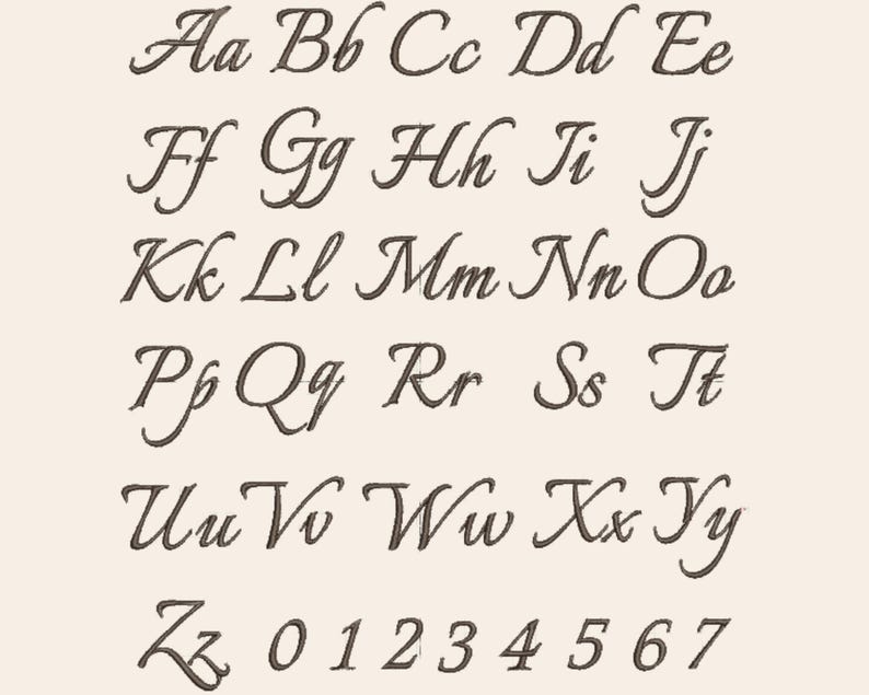 Italianno Embroidery Font, Elegant Script Embroidery Alphabet, Cursive ...