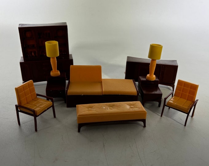 Vintage Plastic Dollhouse Furniture - Midcentury Modern Living Room ...
