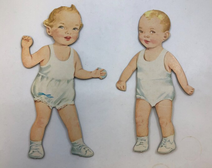 Vintage Baby Brother and Sister Paper Dolls -- Toddler Boy and Girl ...