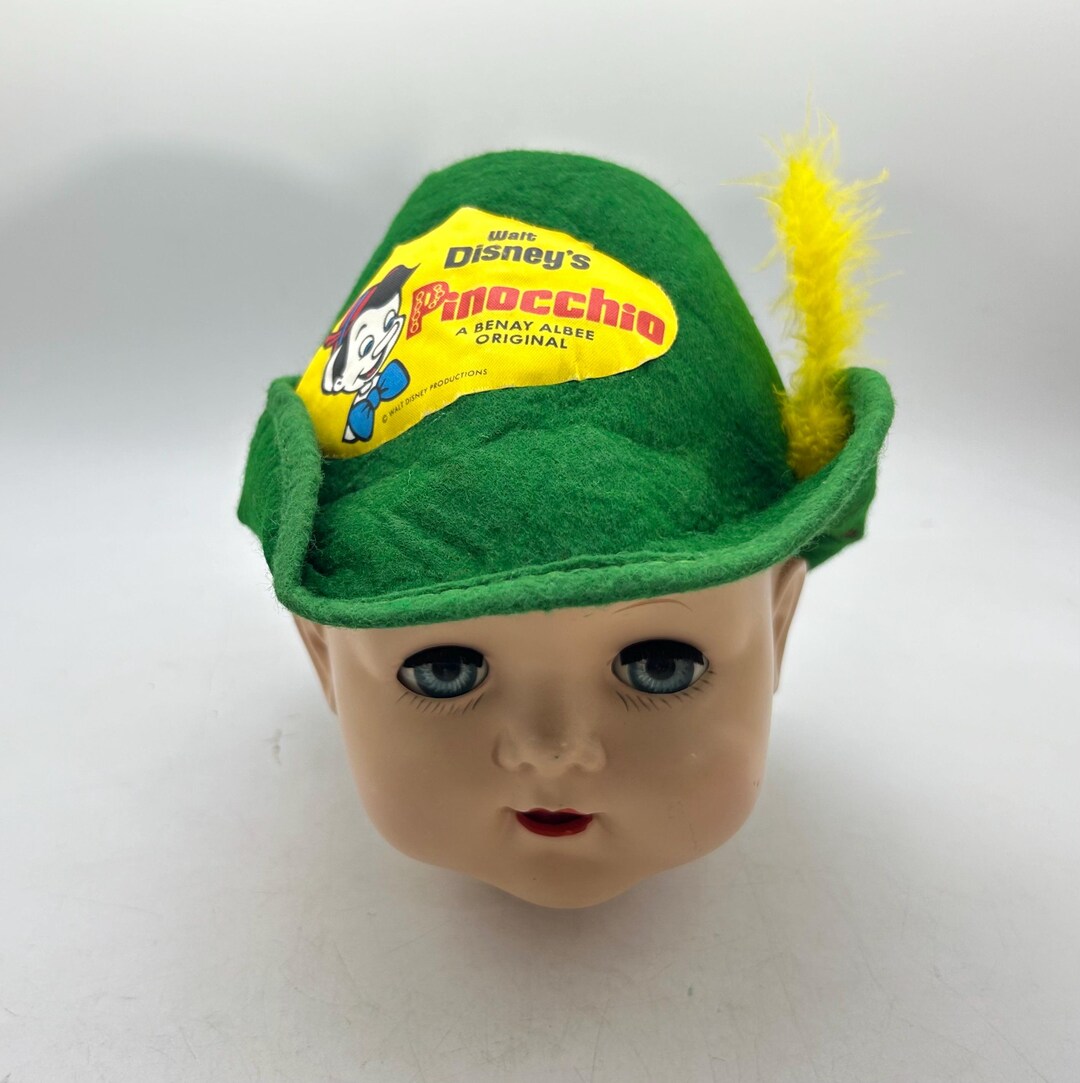 Vintage Green Felt Pinocchio Hat, Cap With Feather, Walt Disney, Benay ...