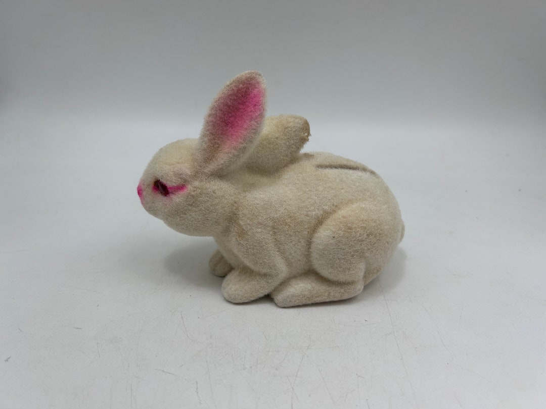 Vintage Flocked White Bunny Rabbit Bank: 6 Inches Long, Chadwick, Made ...