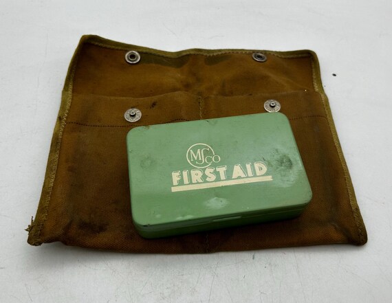 Vintage First Aid Kit / Tin (Empty) in Brown Canvas B… - Gem