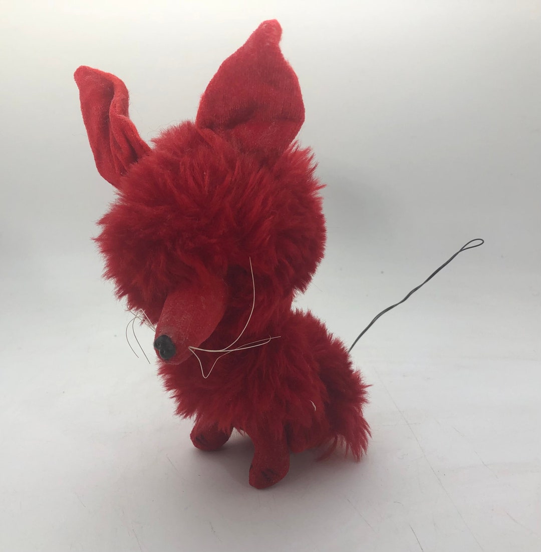Vintage Red Furry Plush Dog (as Is) - 7 Inches Tall, Missing Tail ...