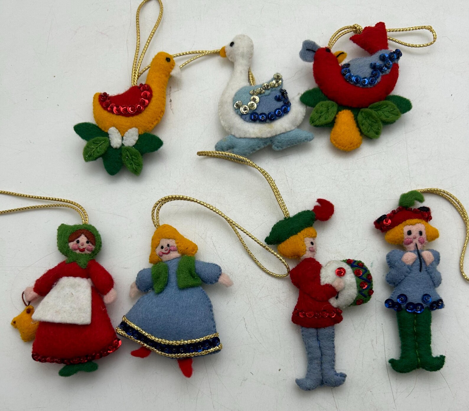 7 Vintage Felt and Sequin Ornaments: Days of Christmas, Partridge ...