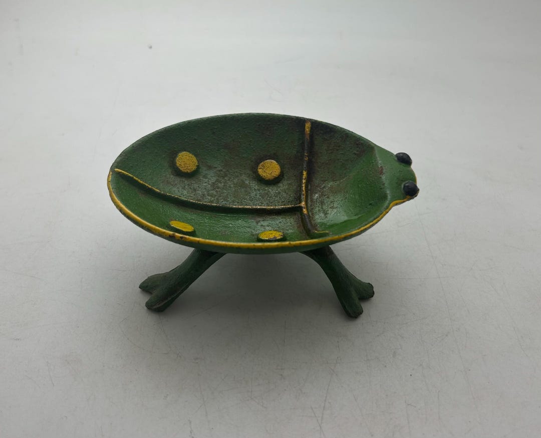 Vintage Green Cast Iron Lady Bug Soap Dish: 4.75 Inches, Whimsical ...