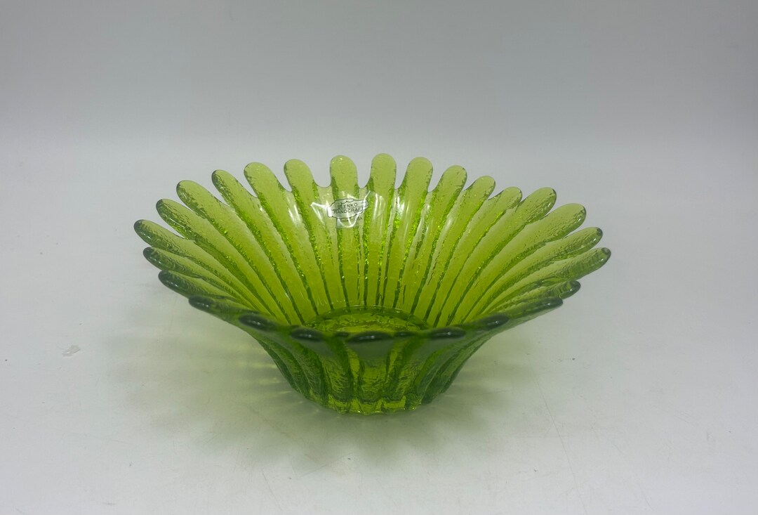 Vintage Blenko Glass Clover Green kiwi Daisy Bowl 847S - Etsy