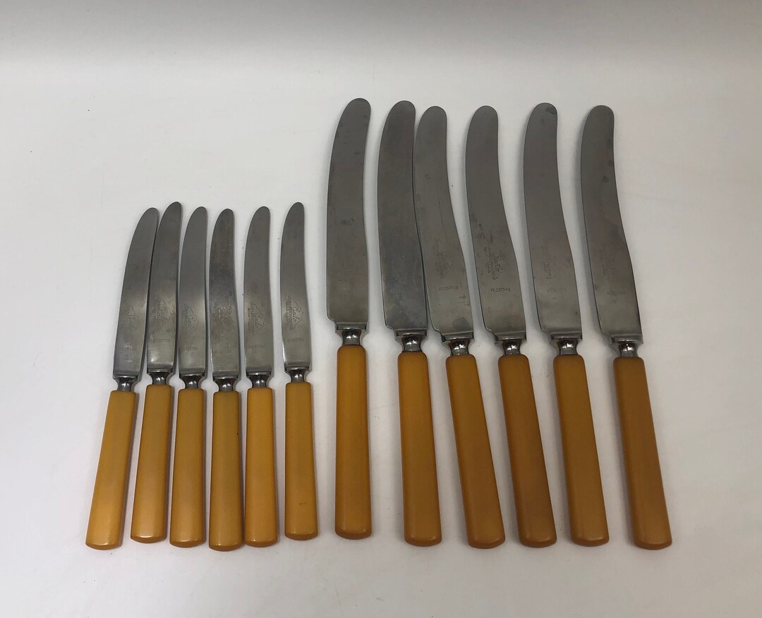 Vintage Norwegian Geilo Table Knife Set -- 6 Large Knives, 6 Small ...