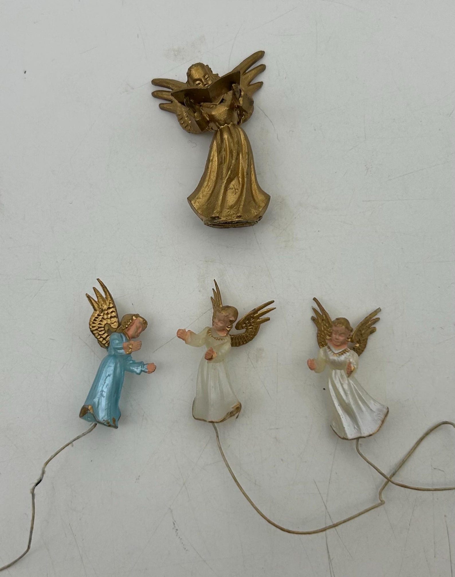 8 Small Vintage Plastic Angels Plus Net Wings for Collection, Crafts ...