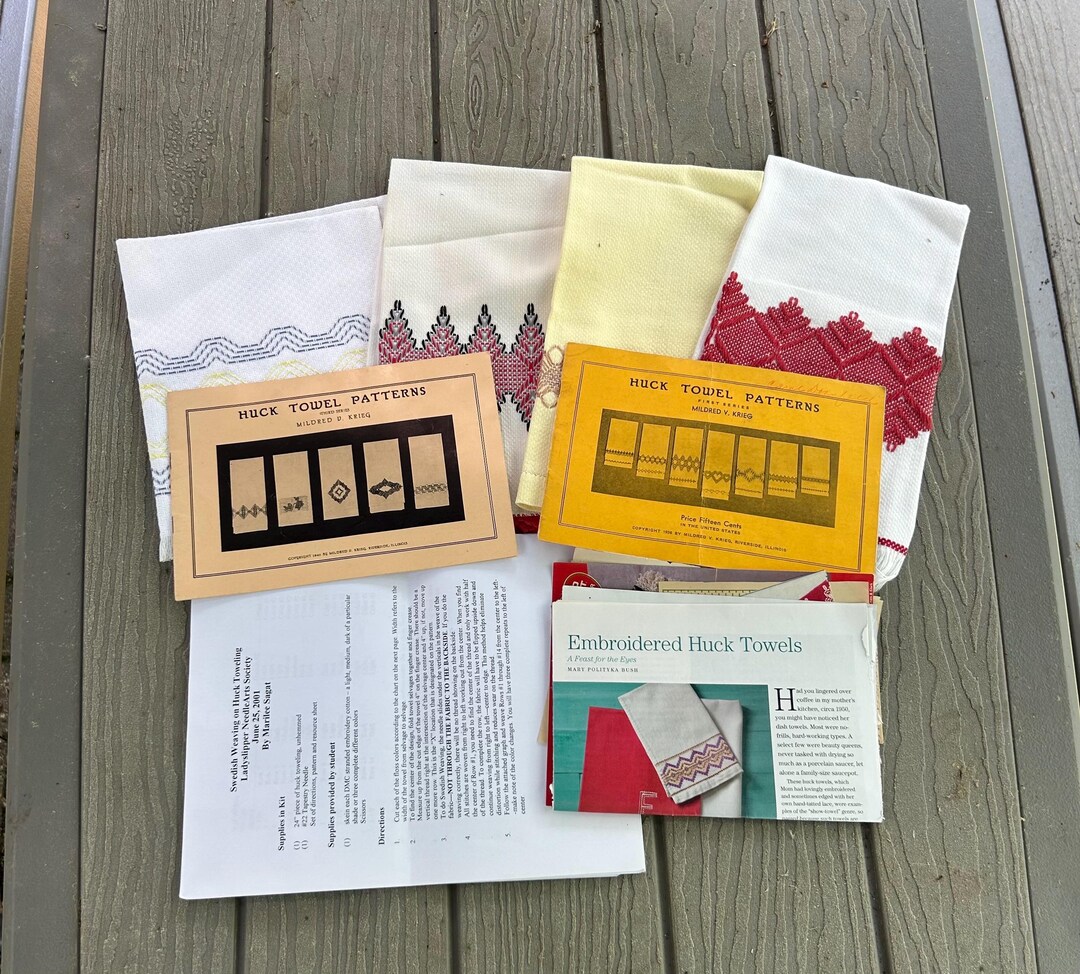 Vintage Swedish Huck Toweling: Embroidery, Weaving Patterns, 1930s ...