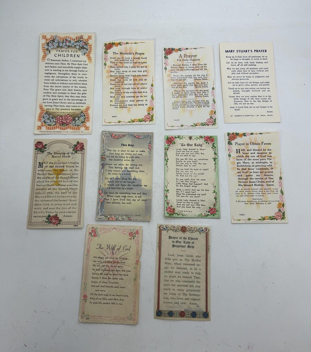 10 Vintage Catholic Prayer, Holy Cards: Prayer for Children, to Obtain ...