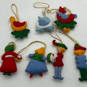 7 Vintage Felt and Sequin Ornaments: Days of Christmas, Partridge ...