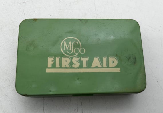Vintage First Aid Kit / Tin (Empty) in Brown Canvas B… - Gem