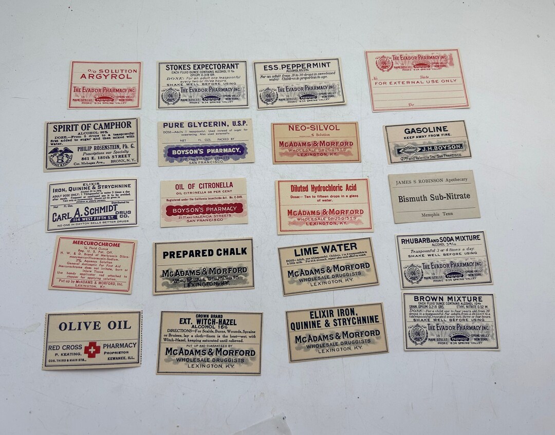 20 Vintage Medicine Labels Unused Pharmacy Apply to - Etsy