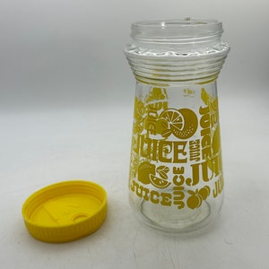 Vintage Lemon Yellow Glass Juice Pitcher With Flip-top Lid: 8 Inches ...